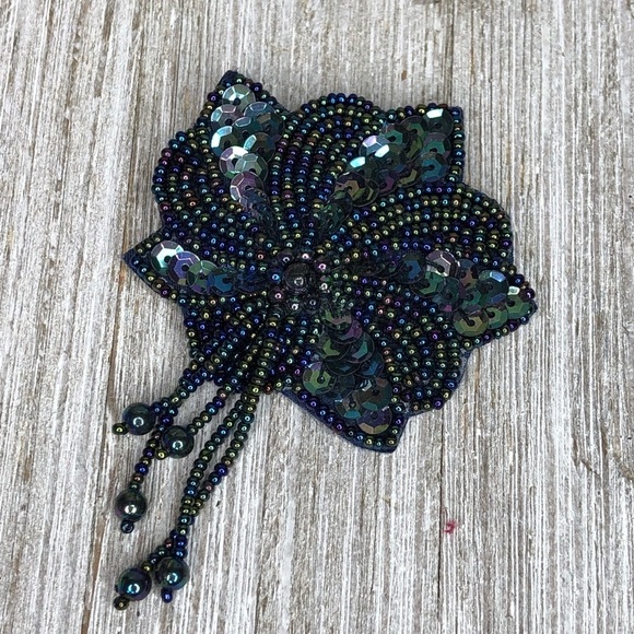 Vintage | Jewelry | Vintage 8s 90s Sequin Bead Swirl Flower Pin | Poshmark